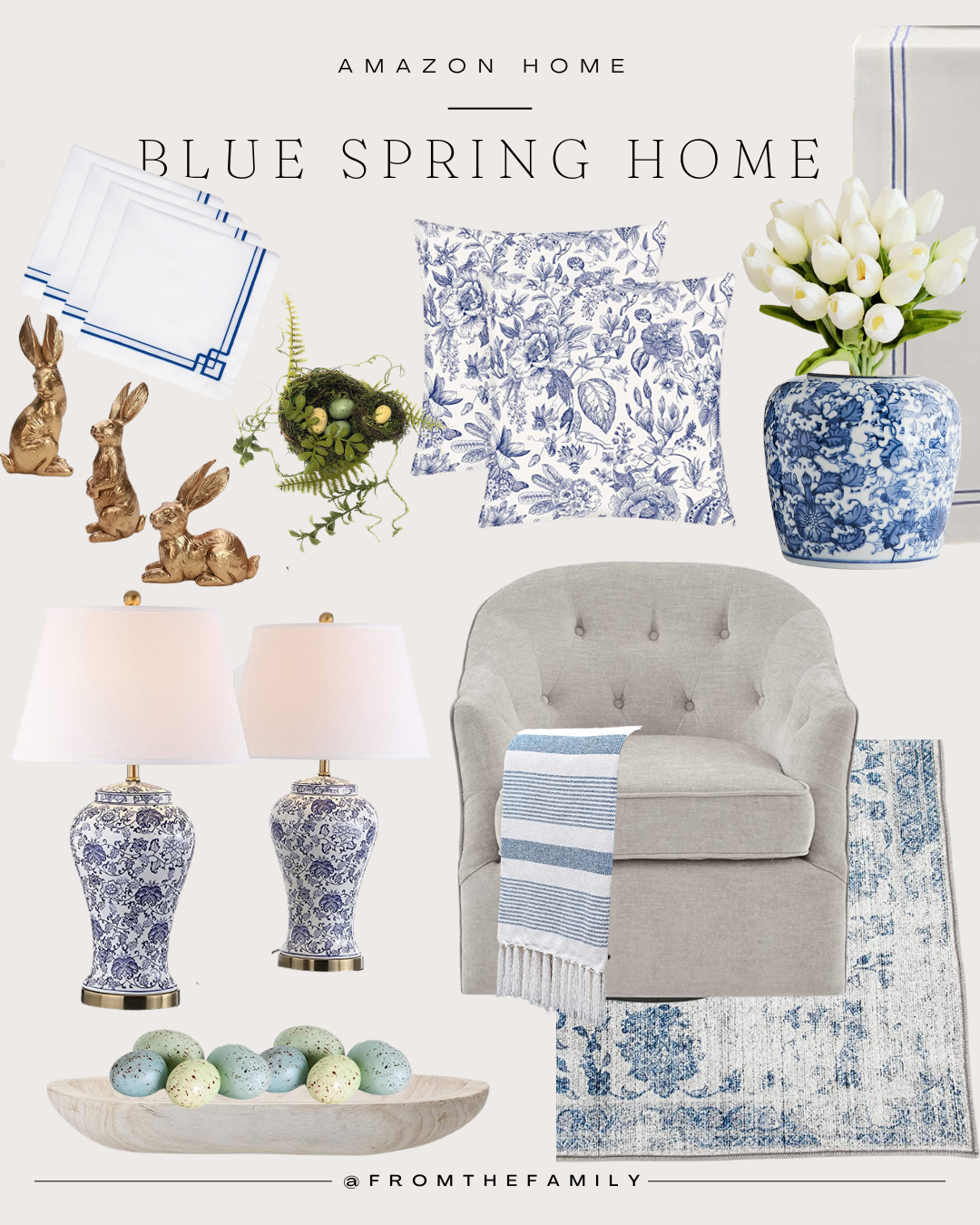 Amazon Home // Blue Spring Home Decor - From The Family Finds